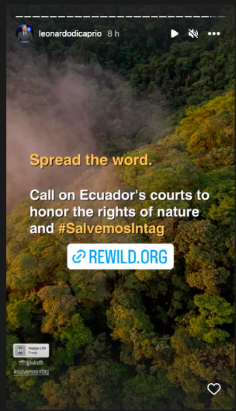 DiCaprio insiste en proteger de la minería al Valle de Intag, en Ecuador