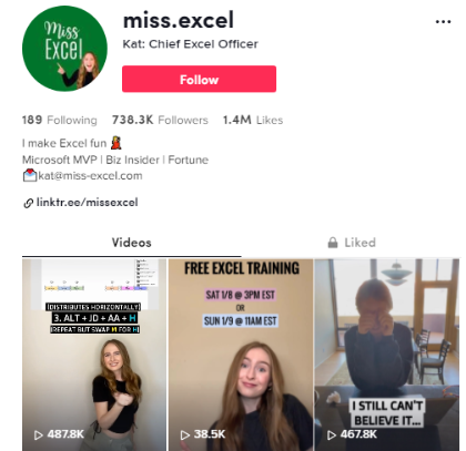 "Miss Excel", la tiktoker que enseña a su audiencia cómo usar el programa