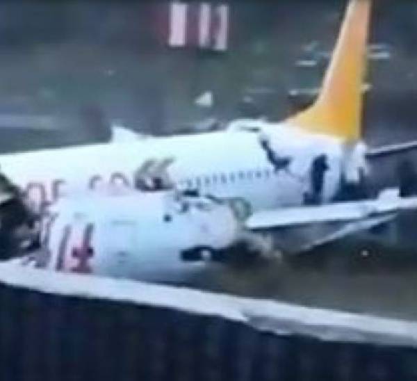 Avión con 177 pasajeros a bordo se parte en tres al aterrizar en Turquía